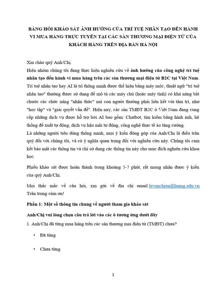 Bảng khảo sát NCKH | PDF