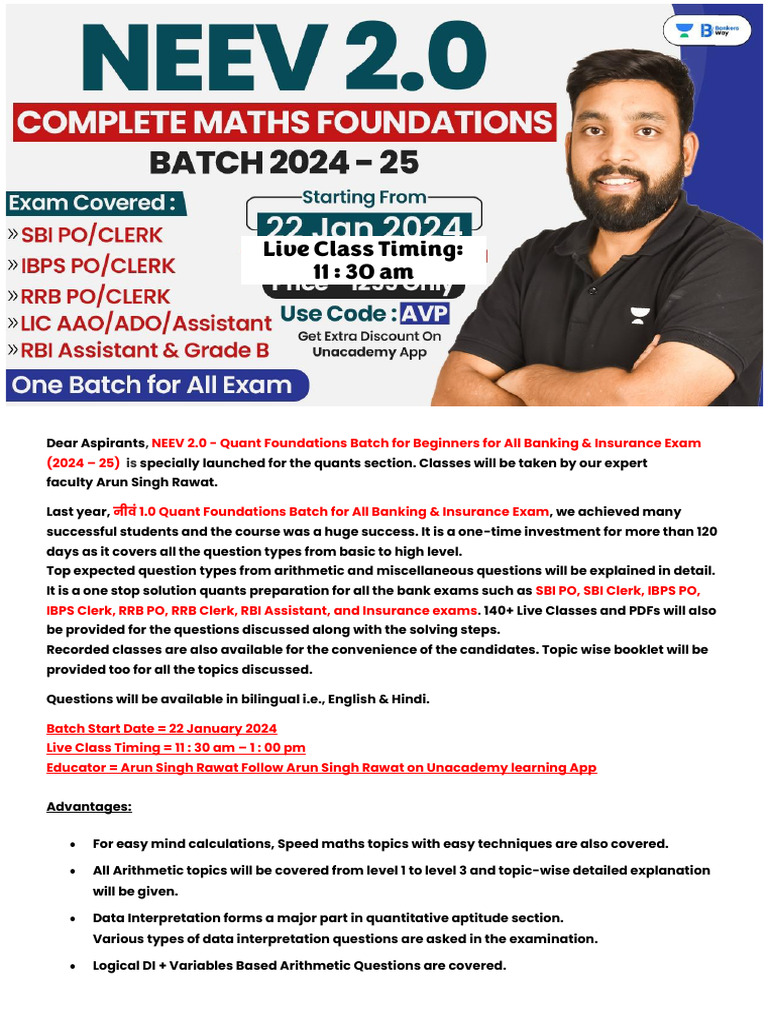 NEEV 2 0 Quant Foundations Batch For Beginners For All Banking & | PDF | Numbers | Percentage