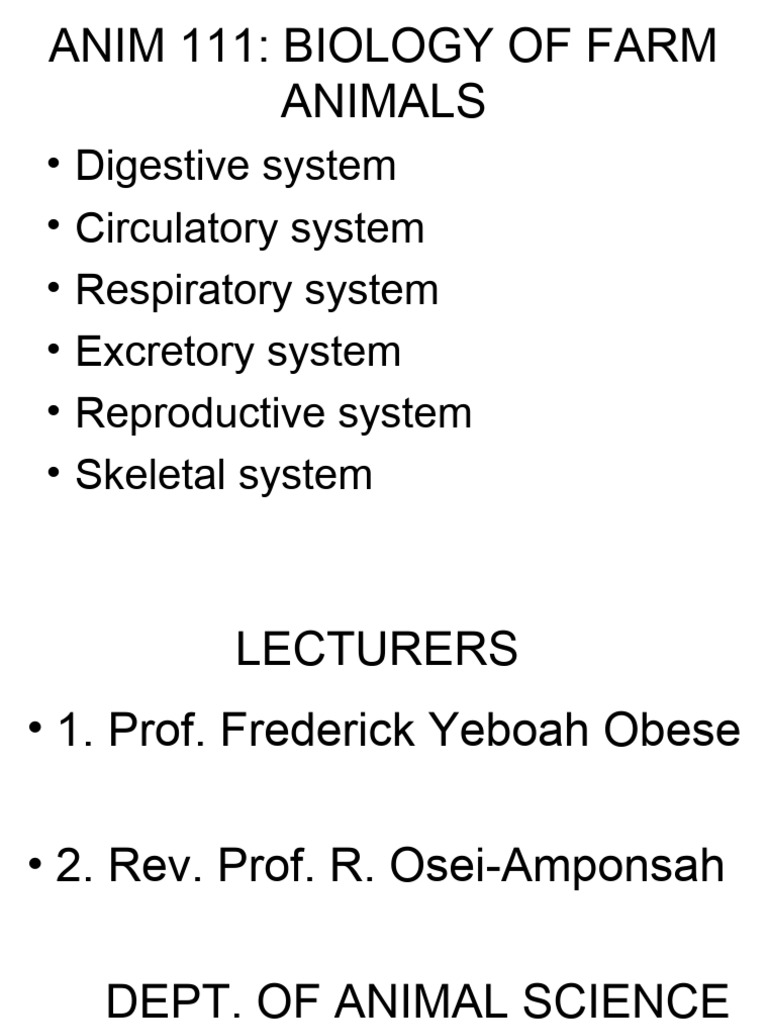 Lecture - Biology of Farm Animals - .1 | PDF | Stomach | Uterus