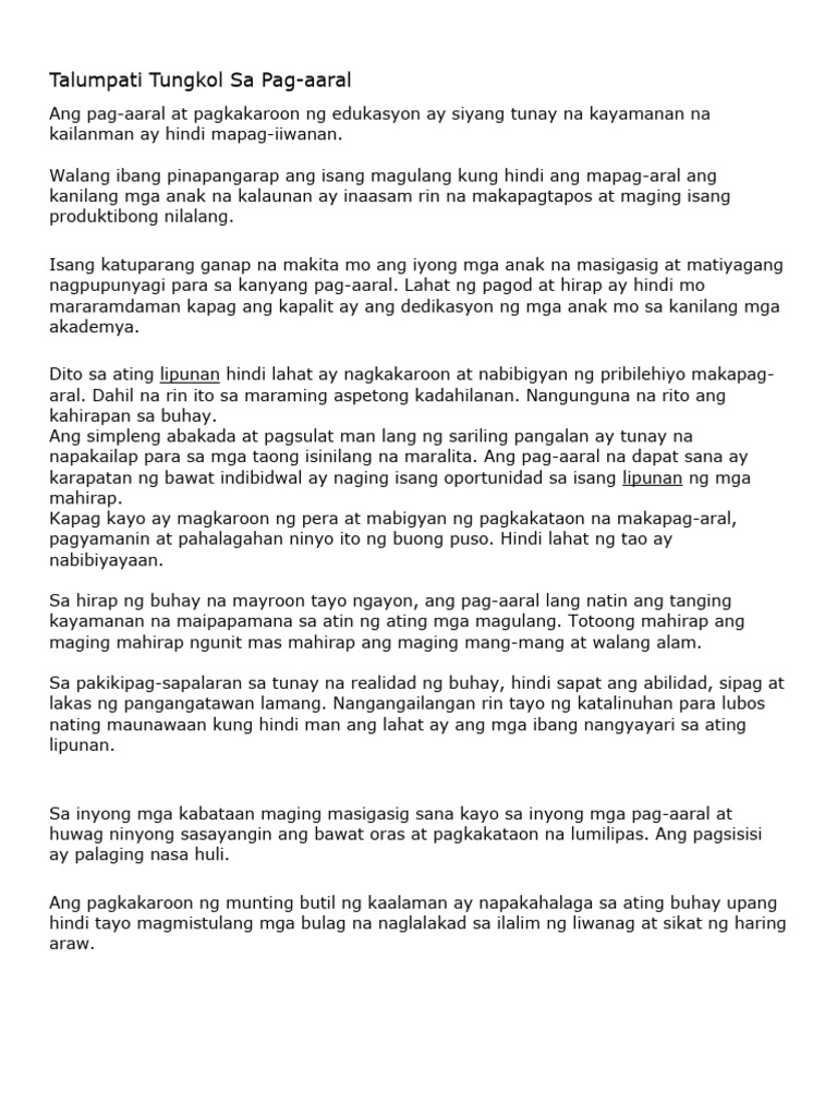 Mga Halimbawa NG Talumpati | PDF