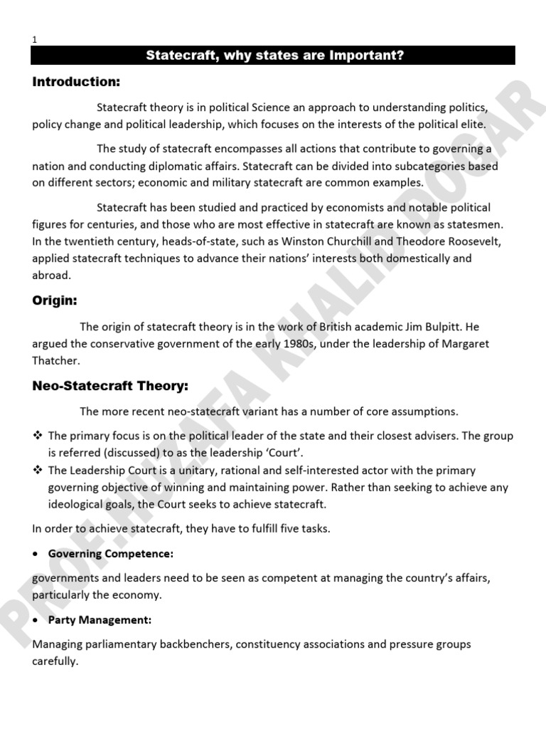 Statecraft and Why States Are Important | Download Free PDF | State ...