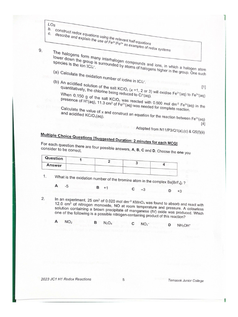 Redox Notes Part 2 Pdf