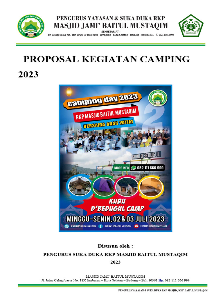 Proposal Kegiatan Camping Masjid 2023 | PDF