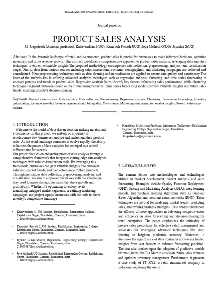 Product - Sales - Analysis Paper Final | PDF | Data Analysis | Analytics
