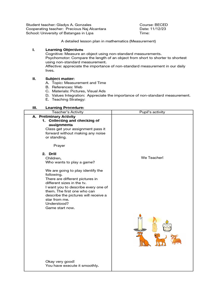 DLP Time and Measurement | PDF | Lesson Plan | Cognition