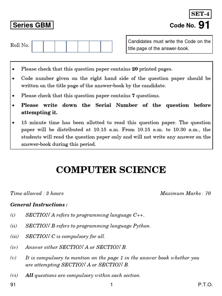 Cbse Xii Computer Science 2017 Pdf Computer Network Method Computer Programming