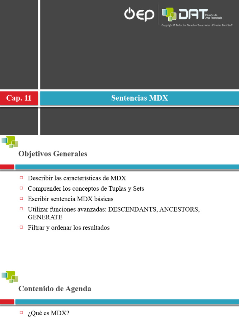 11 Sentencias MDX 1.2 | PDF | Informática | Software de gestión de datos