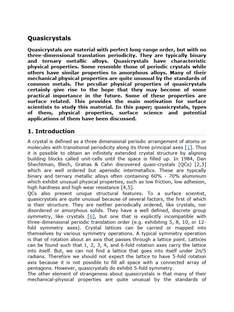 Quasi Crystals | PDF | Crystal Structure | Crystal