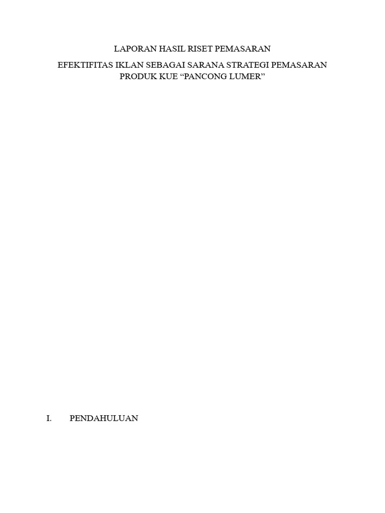 Laporan Hasil Riset Pemasaran | PDF