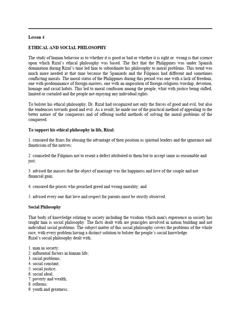 RIZAL-Module 4 (Lesson 4) | PDF | Good And Evil | Political Philosophy