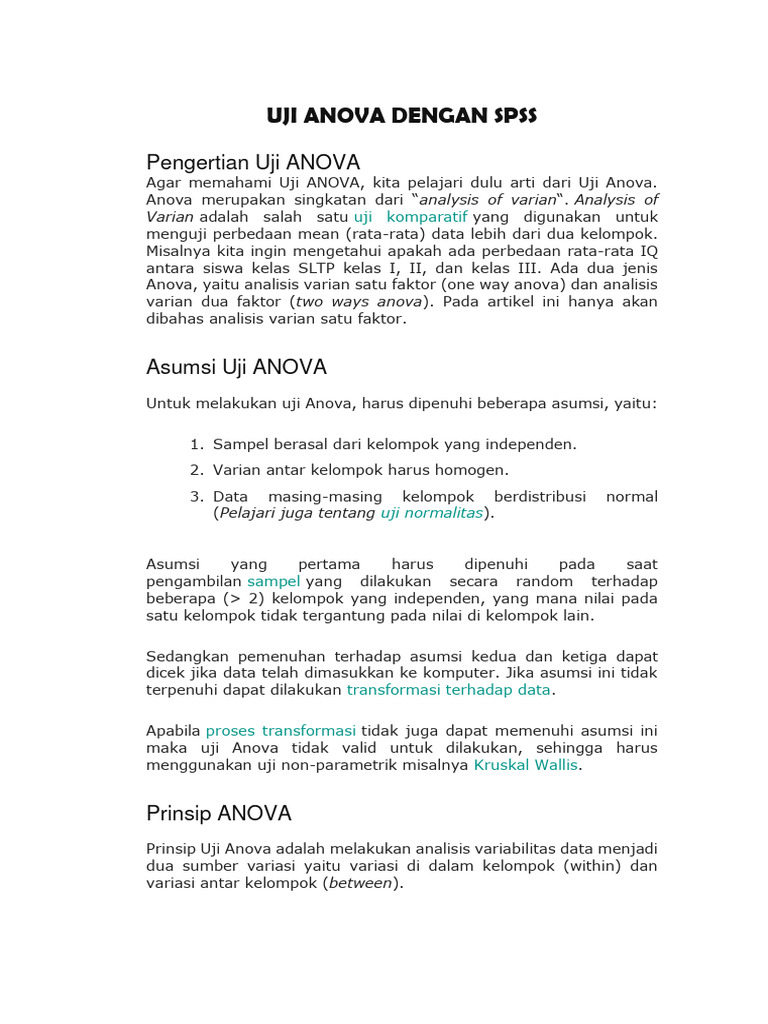 Uji Anova Dengan SPSS | PDF
