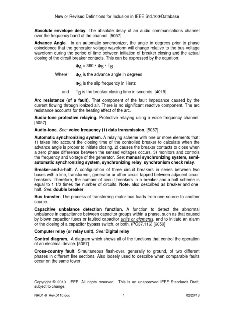 terminology-IEEE PES | PDF | Relay | Transformer