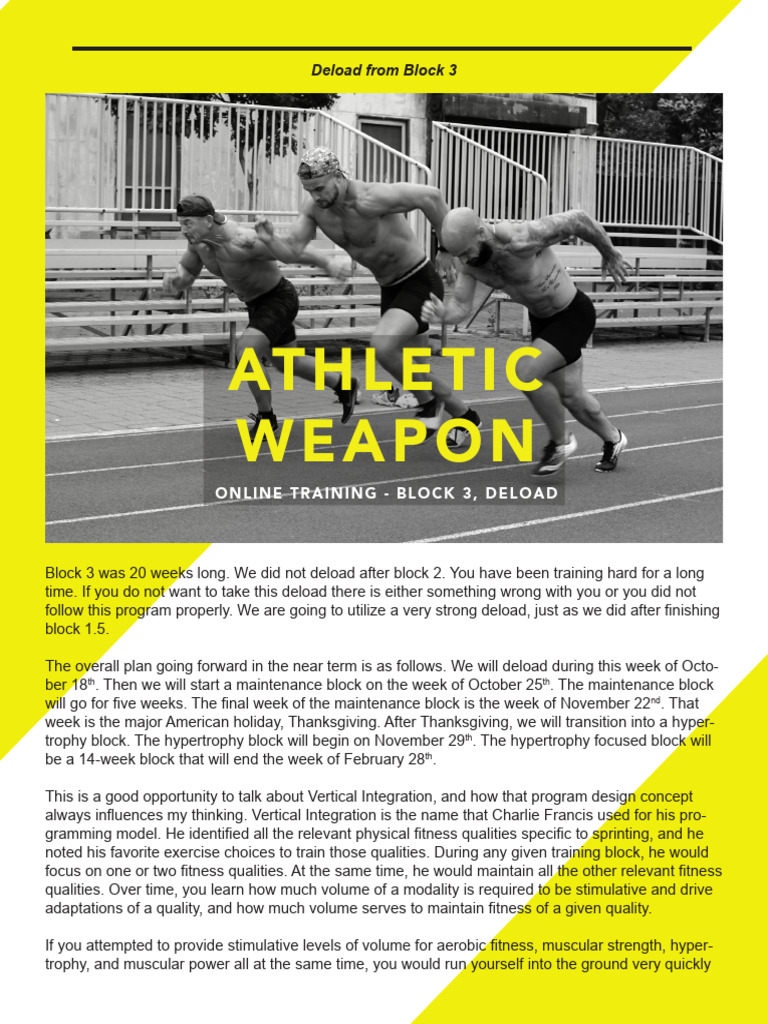 Block 3 Deload | PDF | Strength Training | Physical Exercise
