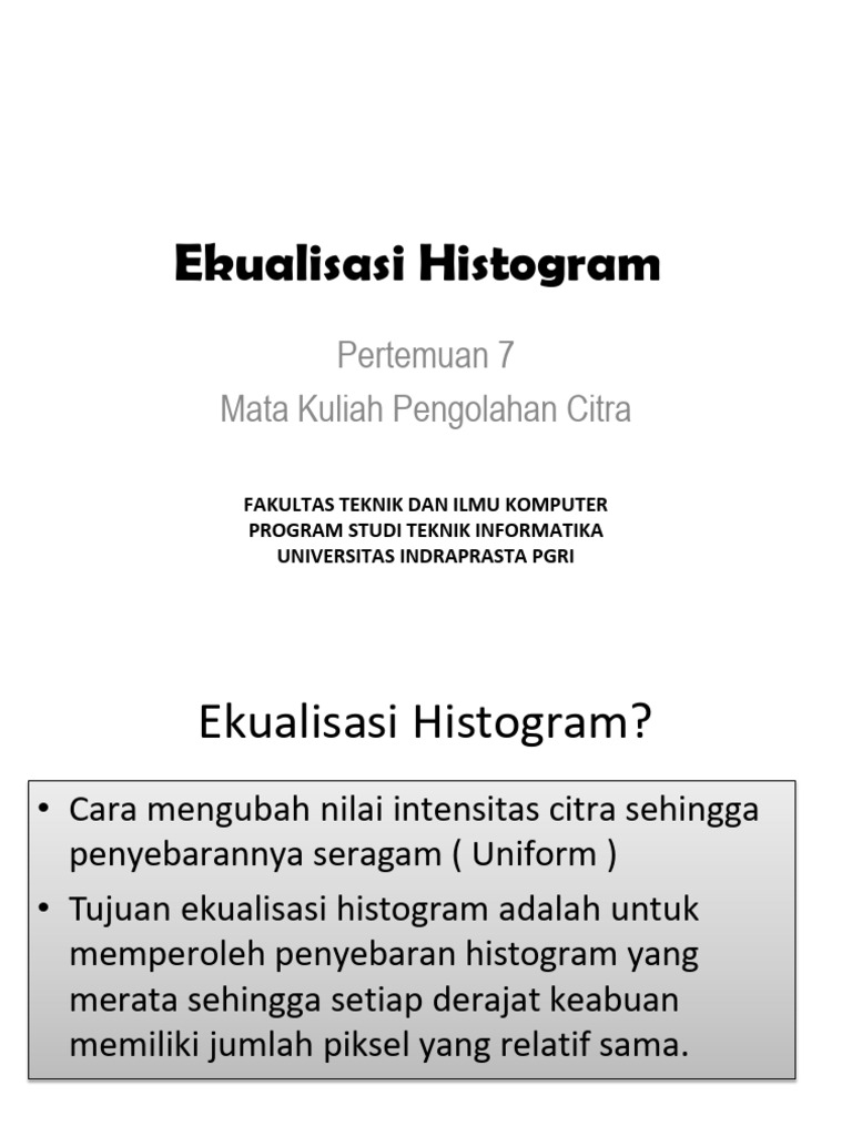 Ekualisasi Histogram dalam Pengolahan Citra | PDF | Metode & Bahan Ajar
