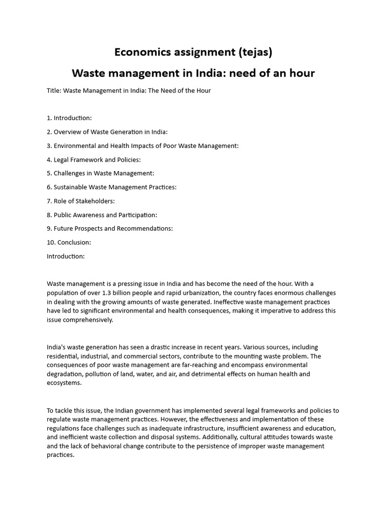 Economics Assignment | PDF | Waste Management | Waste