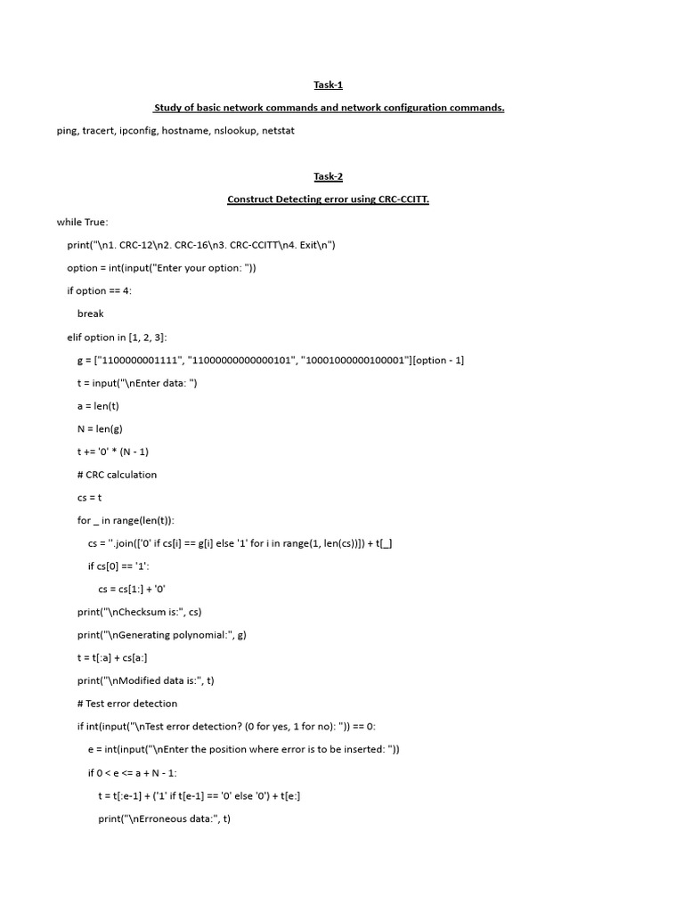 Network Commands and Protocol Implementations | PDF | String (Computer Science) | Telecommunications