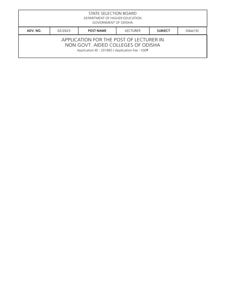 State Selection Board - Government of Odisha | Download Free PDF ...