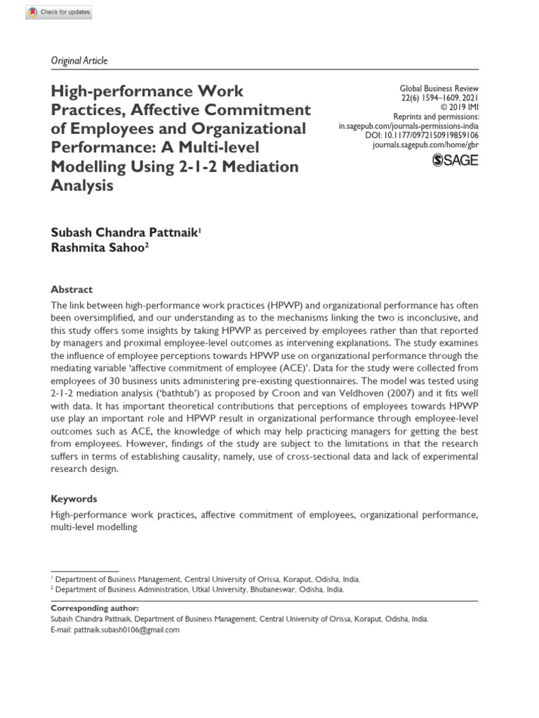 HPWP, Affective Commitment, and Performance | PDF | Questionnaire ...