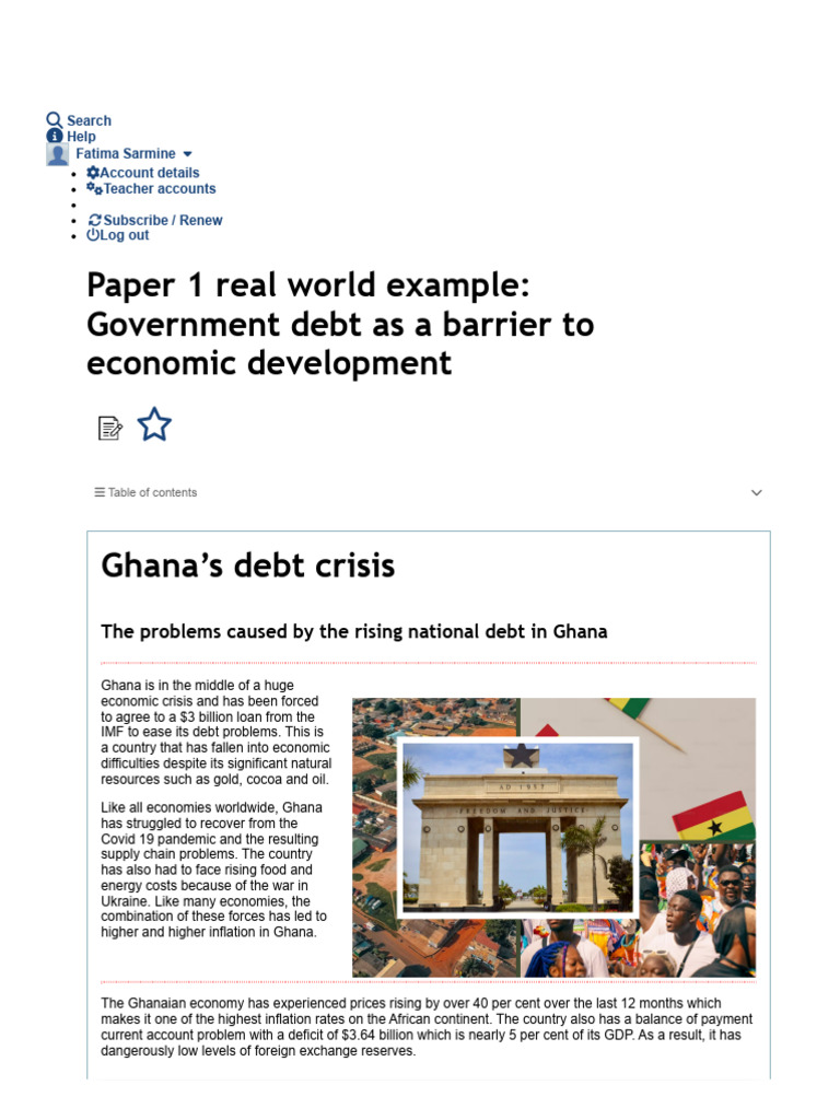 DP Economics Paper 1 Real World Example Government Debt As A Barrier To ...