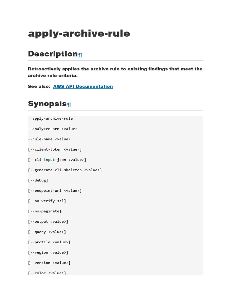 Apply Archive Rule Details | PDF | Command Line Interface | Computer ...