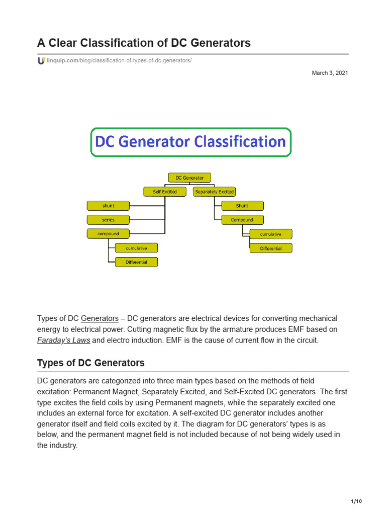 A Clear Classification of DC Generators | Download Free PDF | Electric ...