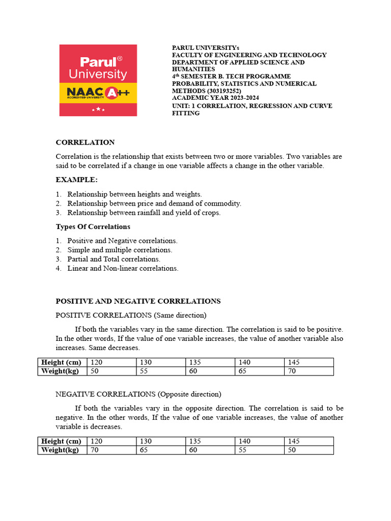 Ch 1 Correlation Regression And Curve Fitting Download Free Pdf