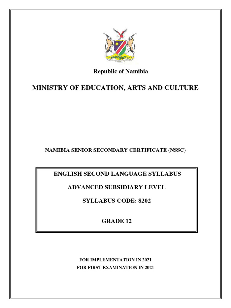 NSSCAS English Second Language Syllabus Approved 26 October 2020 | PDF ...