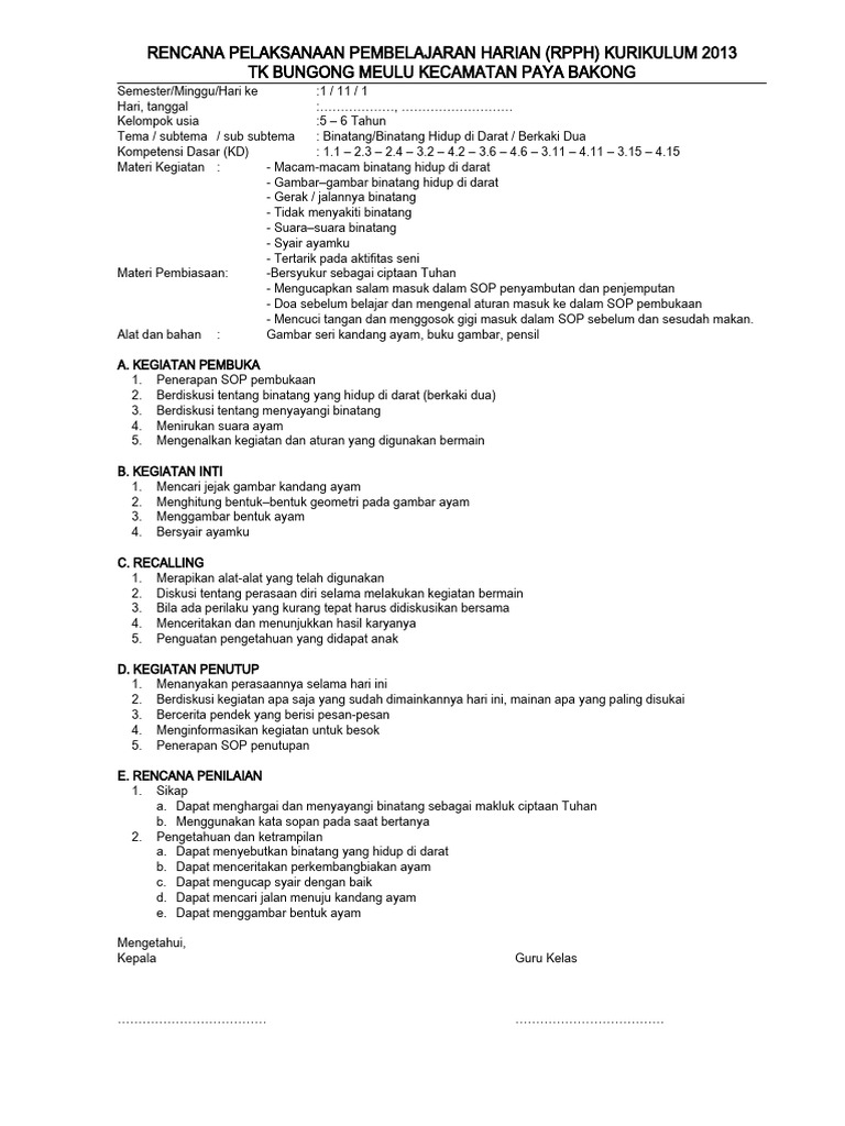 RPPH TK-B SMT1 Minggu - 11 - Binatang Hidup Di Darat | PDF | Seni & Disiplin Bahasa | Kesehatan ...