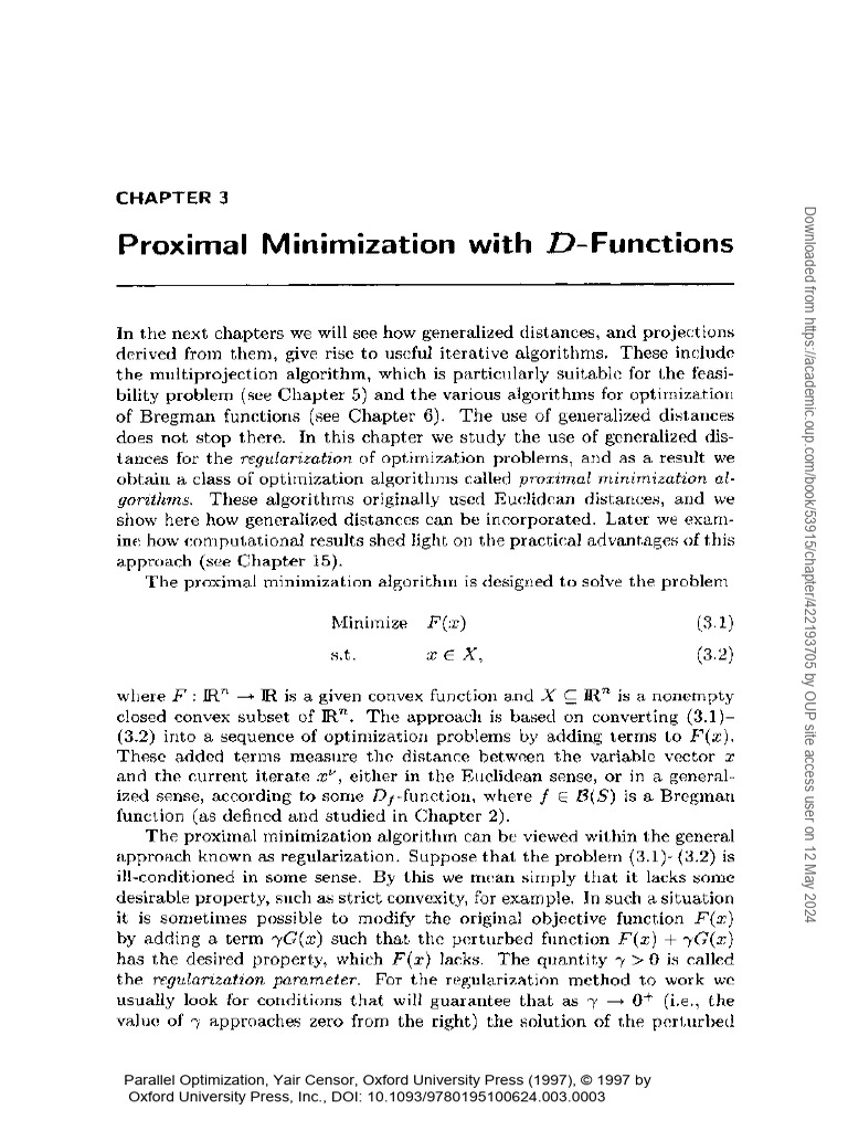 Proximal Minimization With D-Functions: Gorithms | PDF | Mathematical Optimization | Limit ...