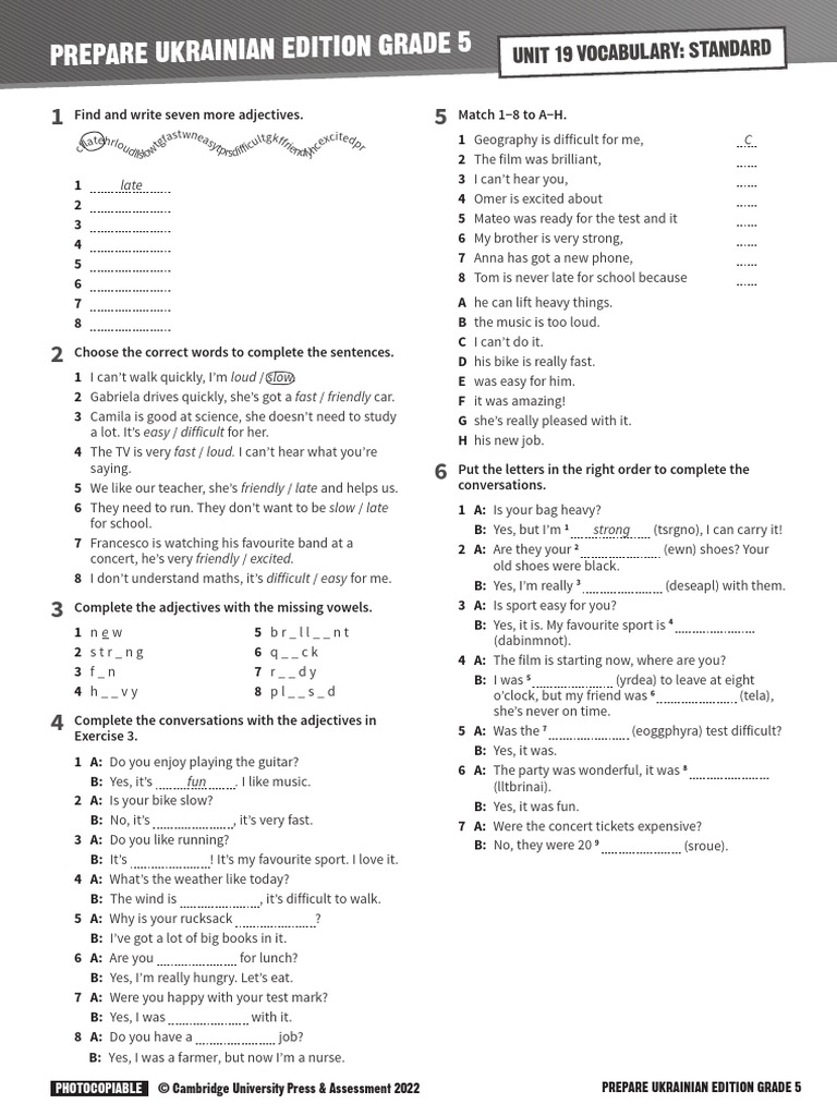 Unit 19 Vocabulary Exercises | PDF | Linguistics