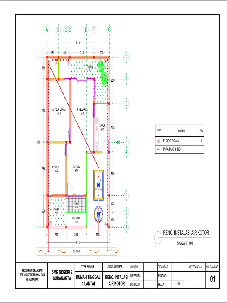 Denah Instalasi Air Kotor Rumah 1 Lantai | PDF
