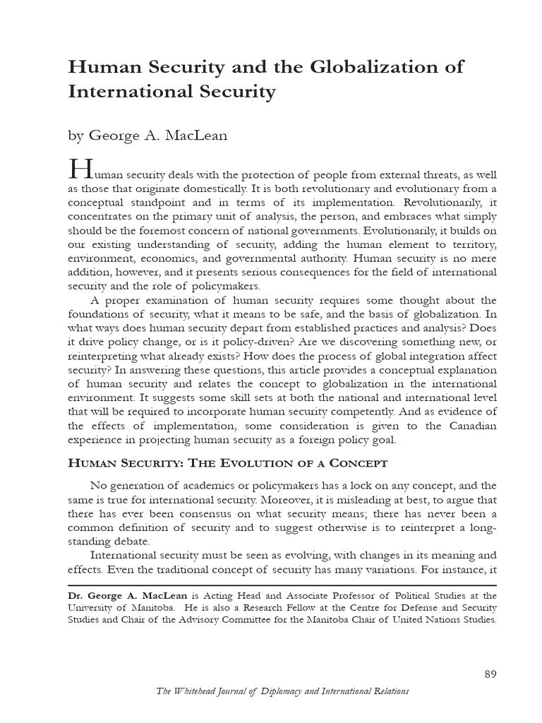MacLean, 2006 | PDF | Human Security | Globalization