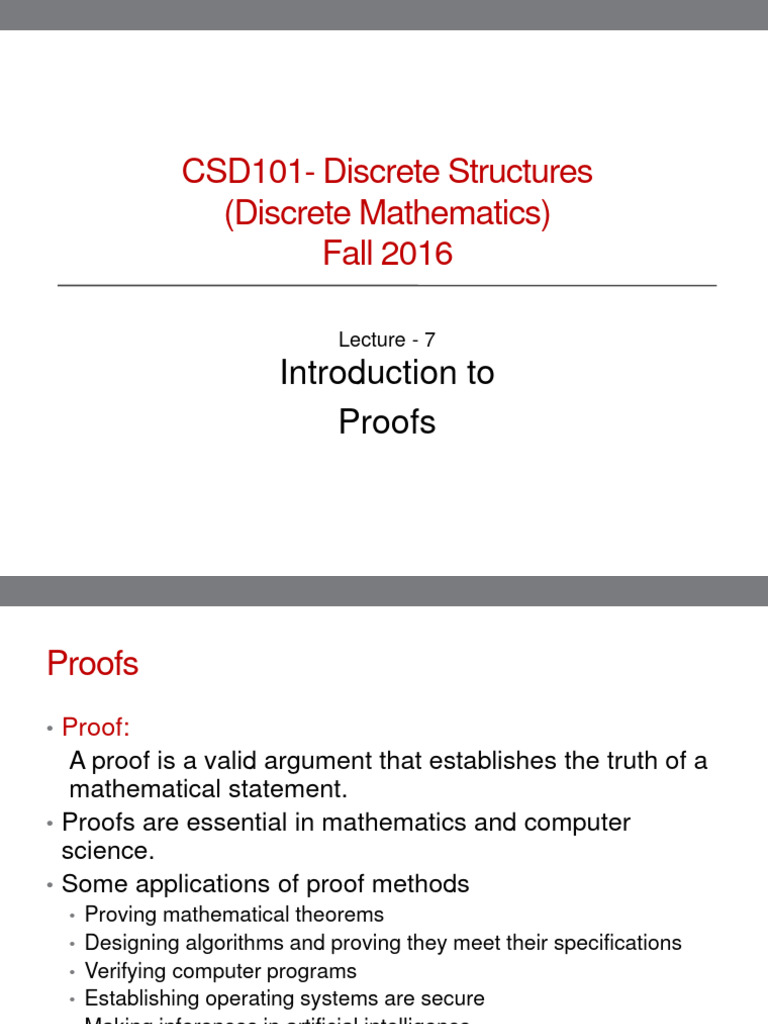 Discrete Structures Lecture 7 | PDF | Mathematical Proof | Theorem