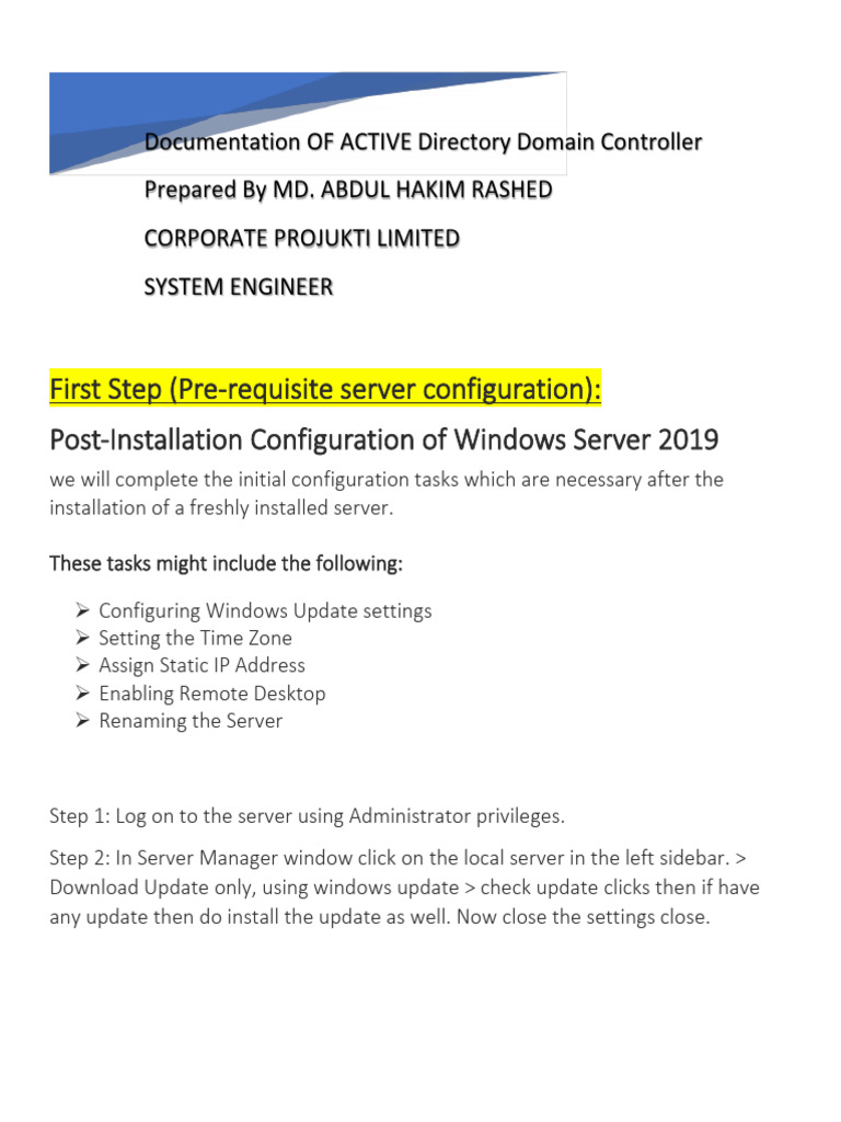 Ad Active Directory Deployment Step By Step Pdf Active Directory Domain Name System