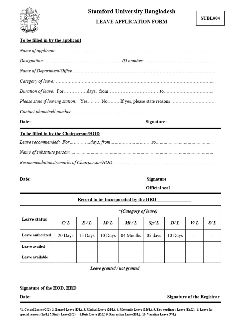 Leave Form. 2019 | PDF