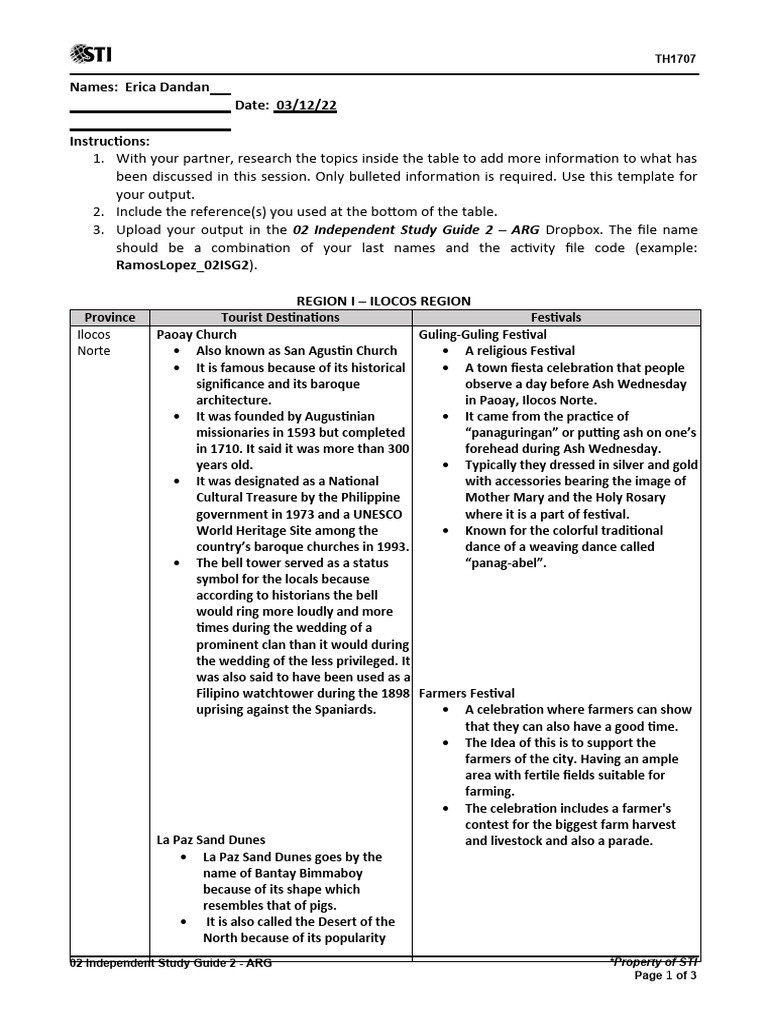 02 Independent Study Guide 2 - ARG | PDF