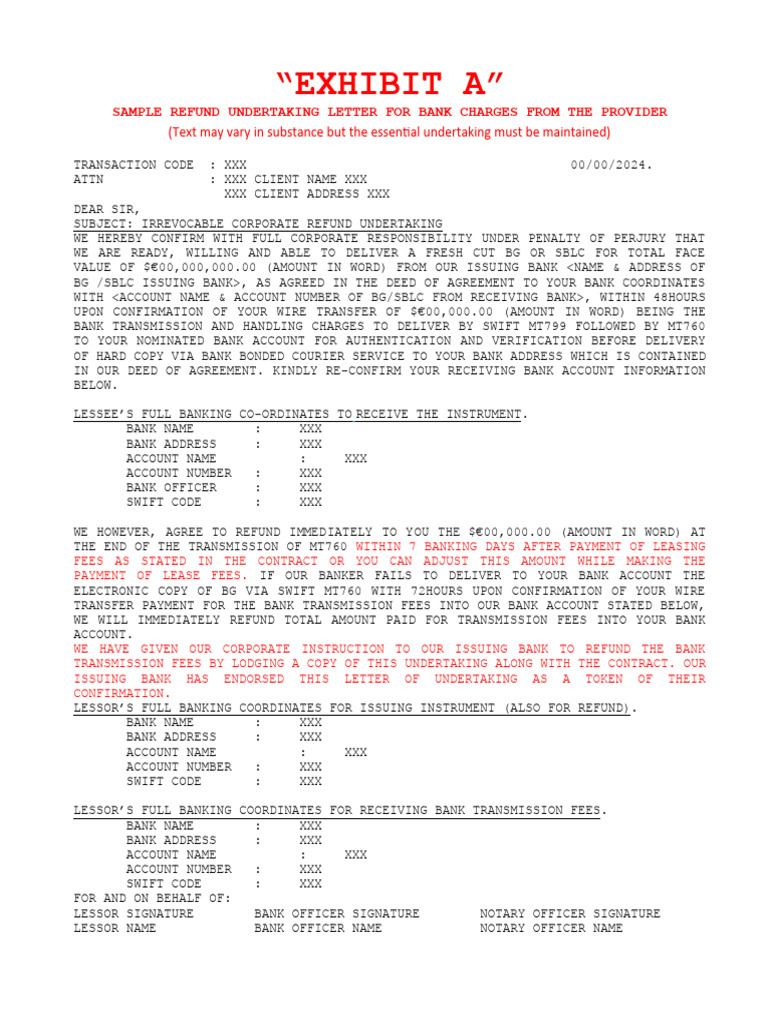 Sample Draft of Refund Letter | Download Free PDF | Lease | Banks