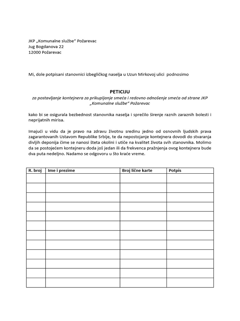 Peticija JKP | PDF