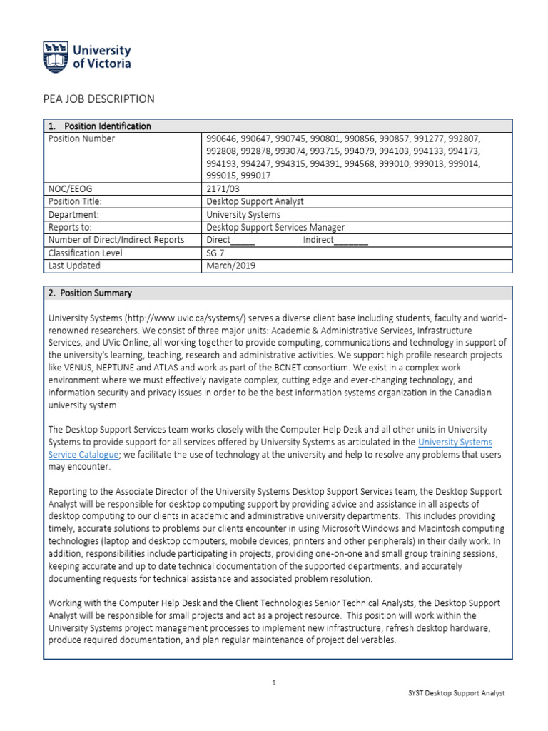 SYST-2019-UPD FOR JD - Desktop Support Analyst SG7 | PDF | Computing ...