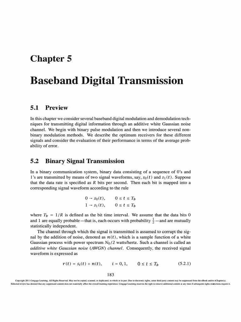 Chap5 - Baseband Digital Transmission | Download Free PDF | Modulation | Telecommunications ...
