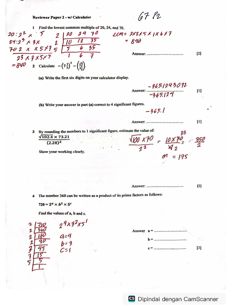Reviewer G7 Math EOY Paper 2 WS Calculator | PDF