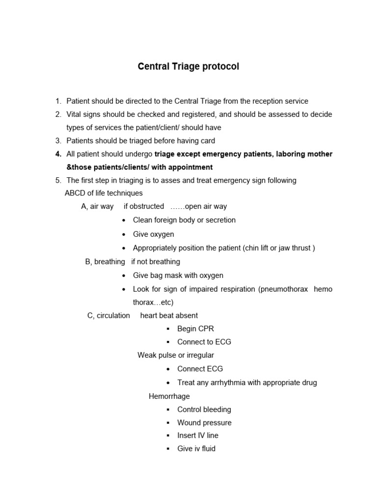 CENTRAL TRIAGE PROTOCOL | PDF