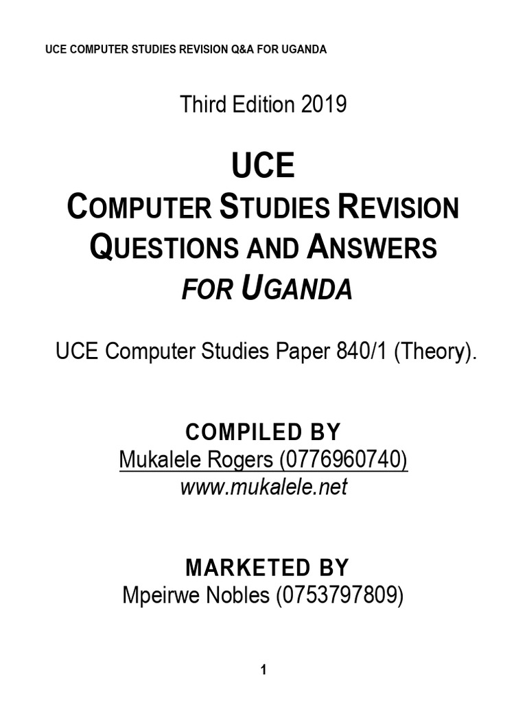 Uganda UCE Computer Q&A Guide | PDF | Computer Virus | Antivirus Software