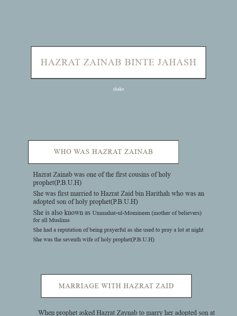 Hazrat Zainab (Full Information Required For Olevel Islamiat) | PDF