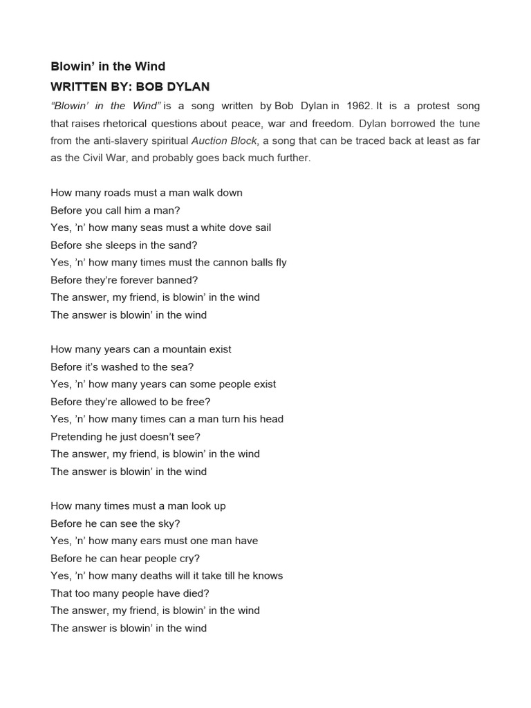 Blowin in The Wind | PDF