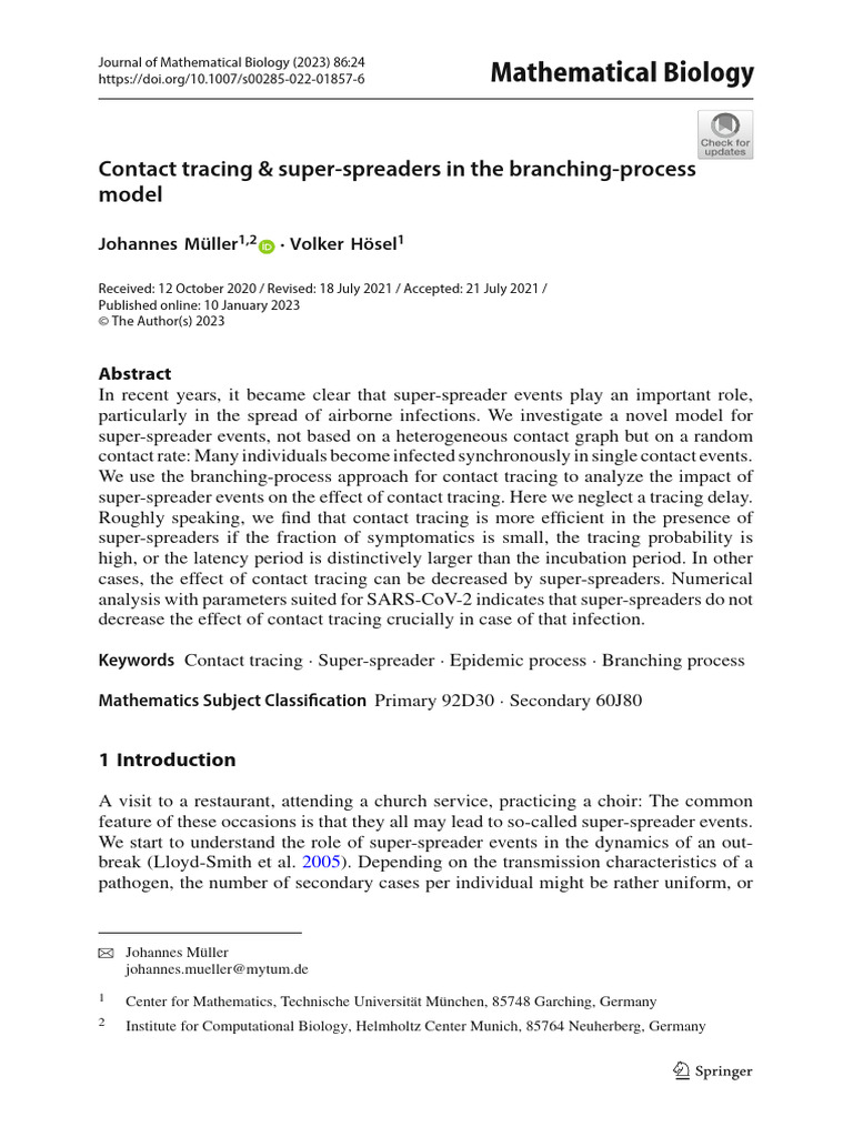 Super-Spreader Impact on Contact Tracing | PDF | Poisson Distribution ...