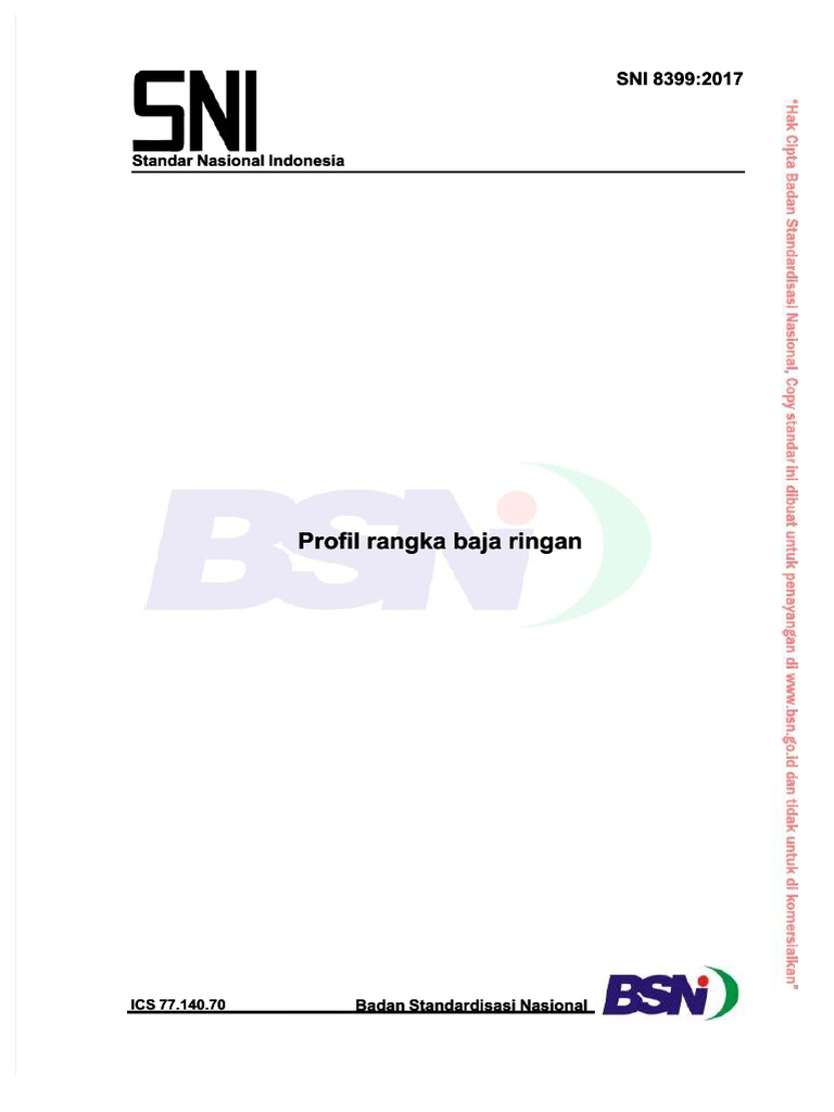 Tabel Profil Baja Ringan SNI 8399:2017 | PDF
