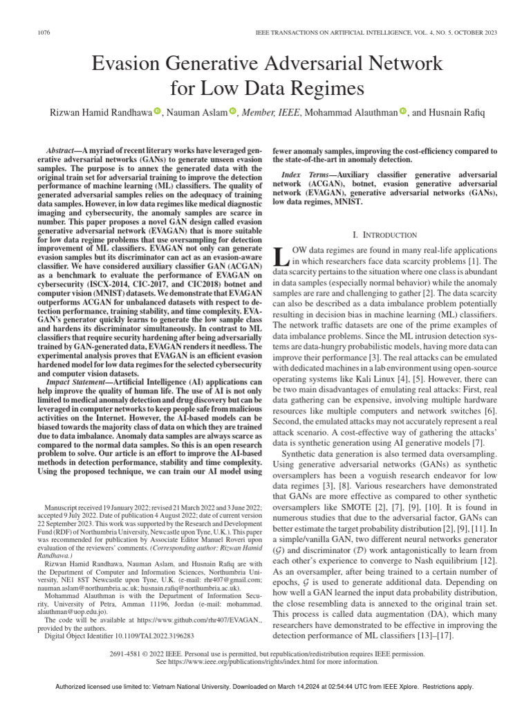 Evasion Generative Adversarial Network For Low Data Regimes | PDF | Machine Learning ...