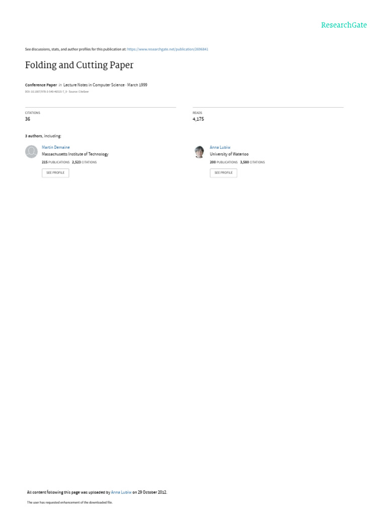 Folding and Cutting Paper | PDF