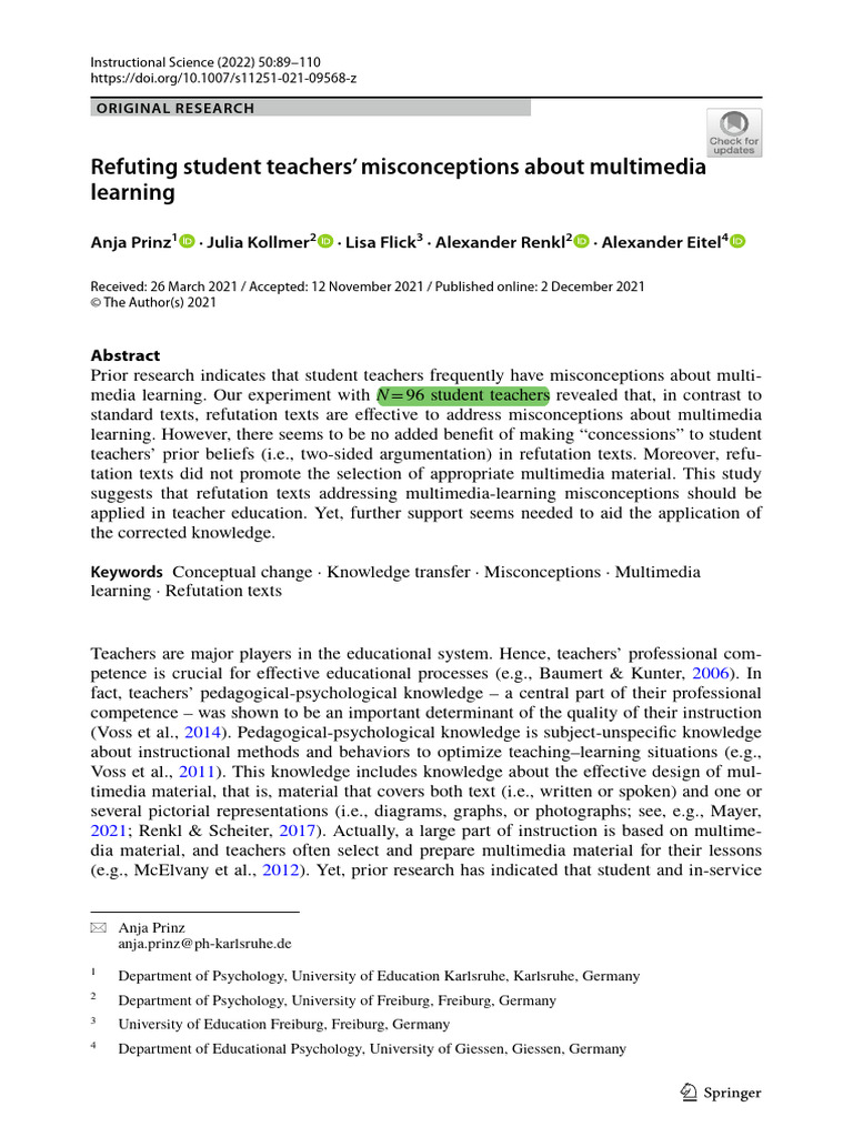 Addressing Multimedia Learning Misconceptions | PDF | Learning ...